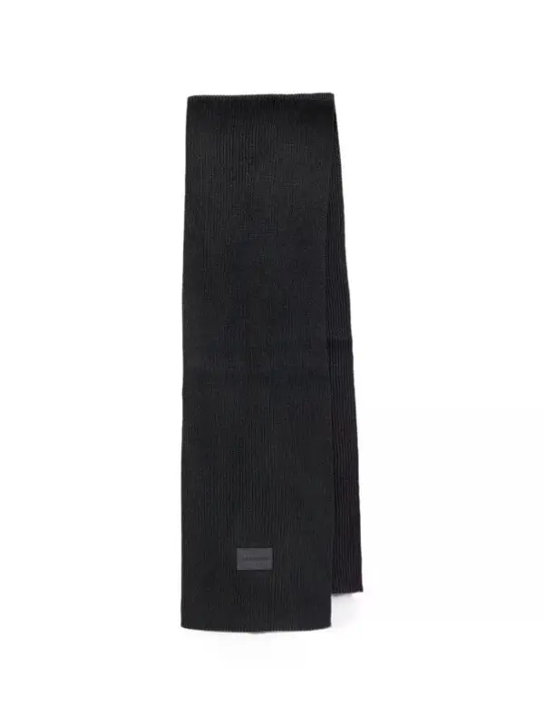 Michael Kors Logo-patch Ribbed-knit Scarf - Black
