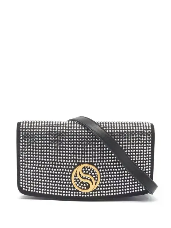 Stella McCartney S-wave Rhinestone Embellishment Crossbody Bag - Black
