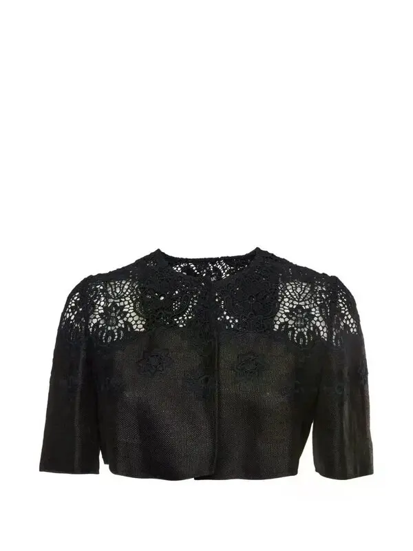 Dolce & Gabbana Cropped Jacket With Floral Lace Panelling