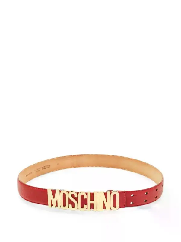 Moschino Plaque Leather Belt - Red