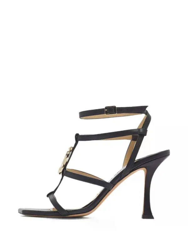 JIMMY CHOO Leather High Heel Sandals - Black
