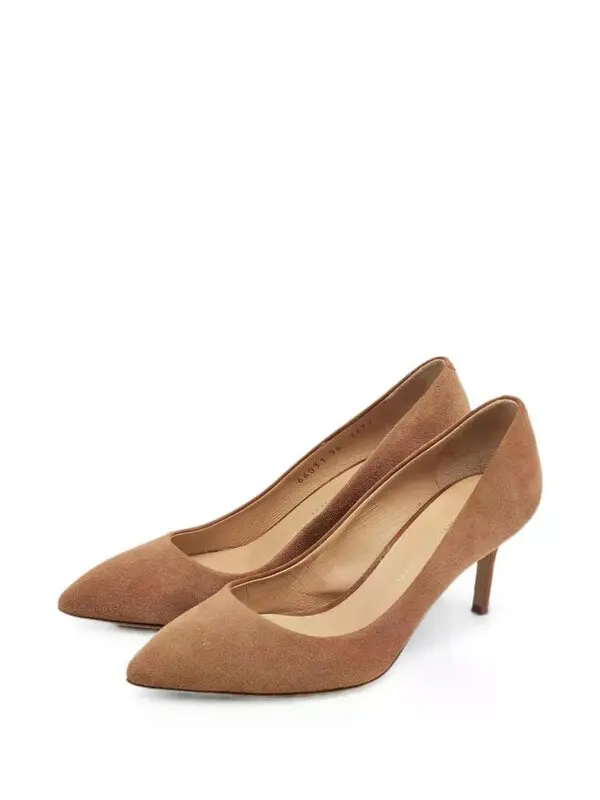 GIANVITO ROSSI Suede Pointed Toe Pumps - Neutrals