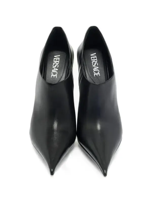 Versace Calf Leather Pointed Toe Stiletto Ankle Boots
