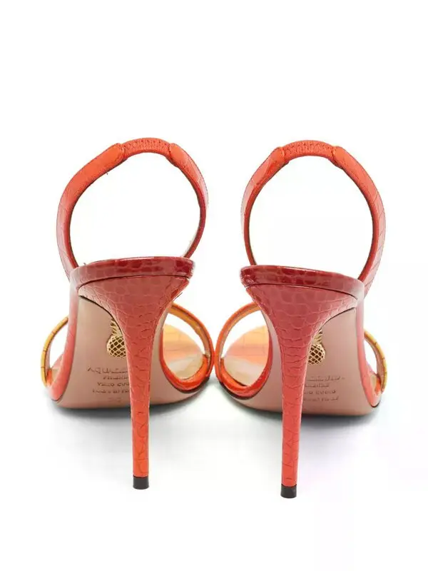 AQUAZZURA Croc-embossed Leather Slingback Stiletto Sandals - Orange