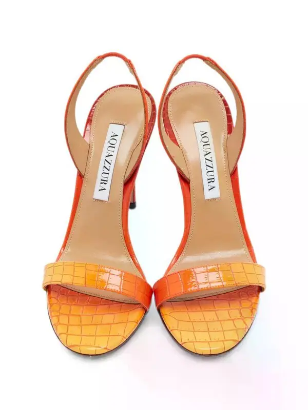 AQUAZZURA Croc-embossed Leather Slingback Stiletto Sandals