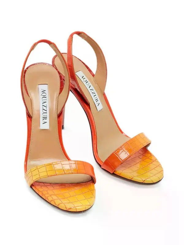 AQUAZZURA Croc-embossed Leather Slingback Stiletto Sandals