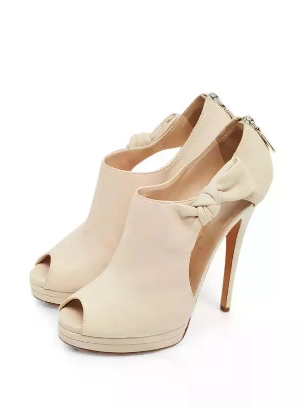 Casadei Bow Detail Cut-out Heeled Sandals - Neutrals