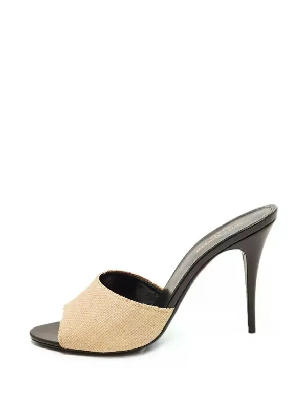 Saint Laurent La 16 Raffia Slide Sandals - Neutrals