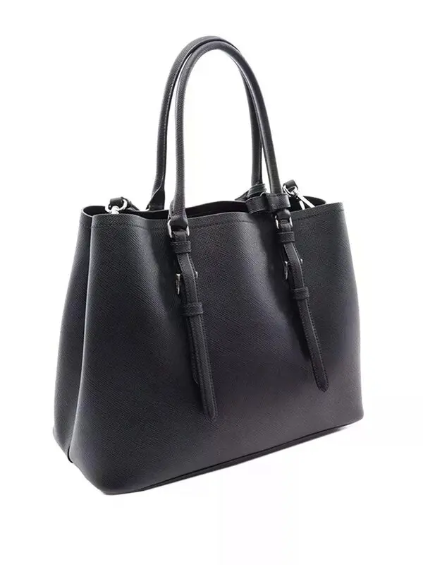 Prada 2013-2026 Medium Saffiano Cuir Double Handle Satchel - Black