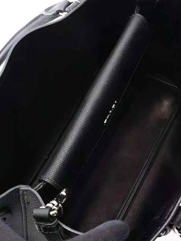 Prada 2013-2026 Medium Saffiano Cuir Double Handle Satchel - Black