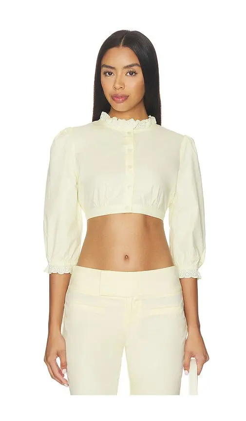 Lioness Totti Cropped Poplin Top - Yellow