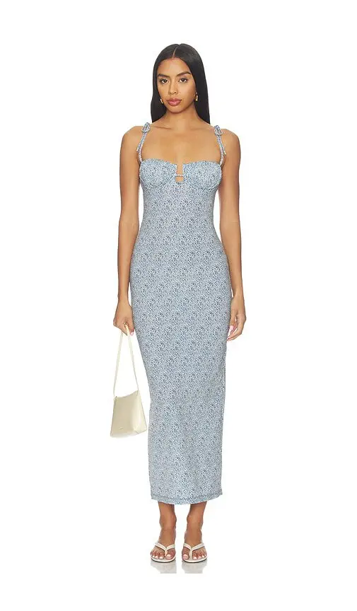 MONTCE Petal Long Slip Dress - Blue