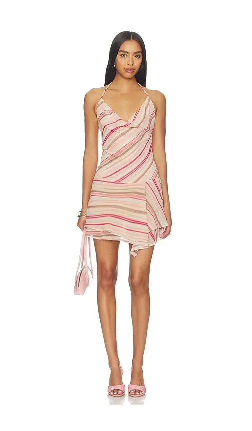 RUNAWAY THE LABEL Amika Cowl Handkerchief Mini Dress - Pink