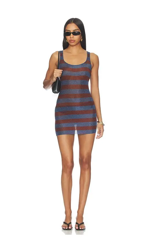 SEROYA Benni Metallic Knit Dress - Rust