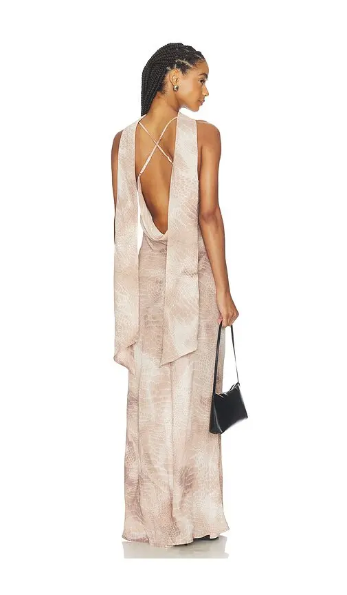 AFRM Cheryl Maxi Dress With Scarf Accent - Brown