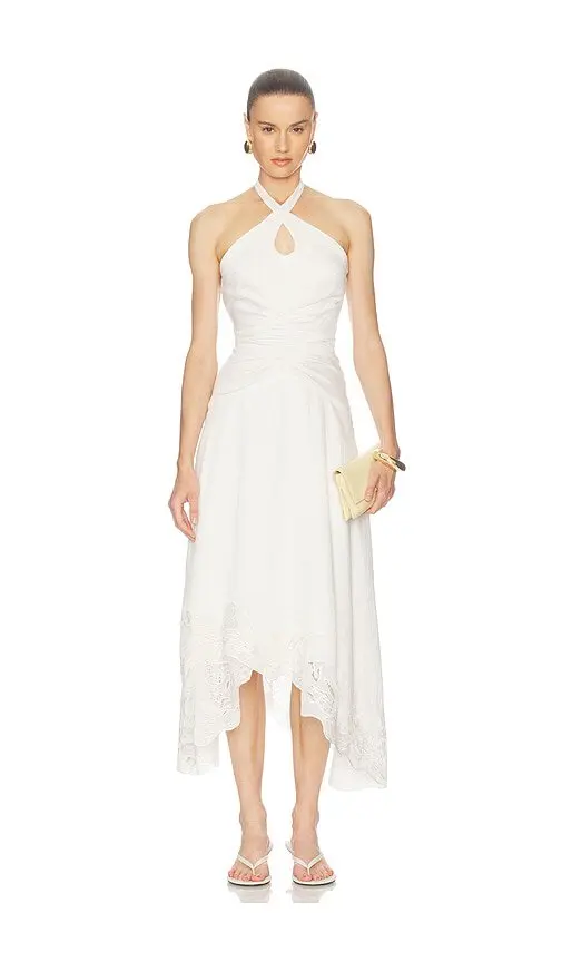 AMUR Romee Embroidered Maxi Dress - White