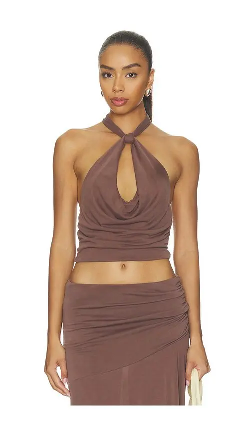 NIA Lucia Halterneck Top - Brown
