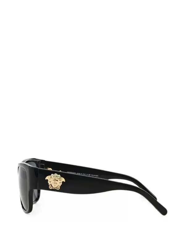 Versace Medusa Plaque Rectangle-frame Sunglasses - Black
