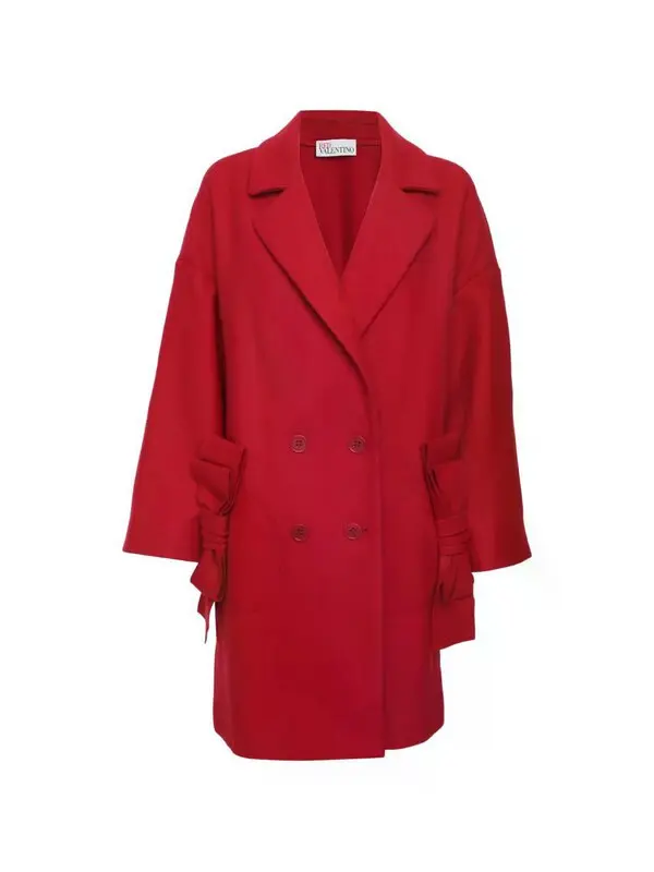 Red Valentino Bow-detail Double-breasted Coat - Red