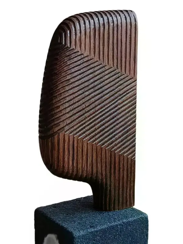 ZANAT Moai Chiselled-walnut Bookends