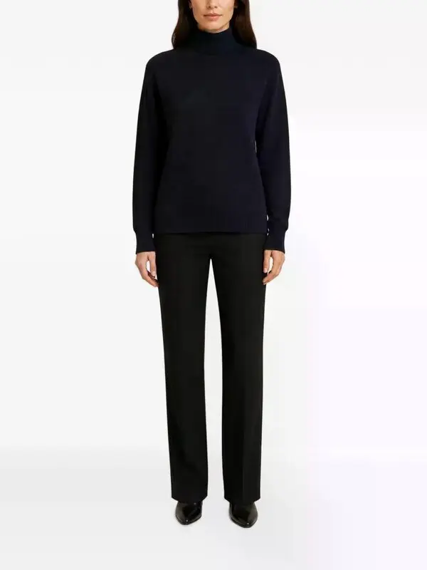 RETORI Retro Mock Neck Fine Knit Sweater - Blue