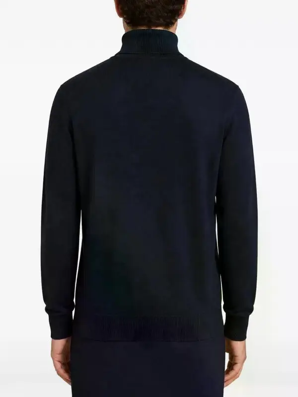 RETORI Retro Mock Neck Fine Knit Sweater - Blue