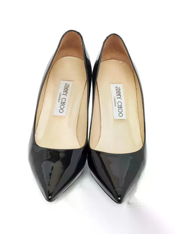 JIMMY CHOO Love Patent Leather Pointed Toe Stiletto Heel Pumps - Black