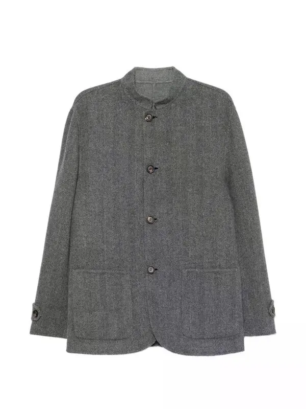 Eleventy Herringbone-pattern High-neck Coat