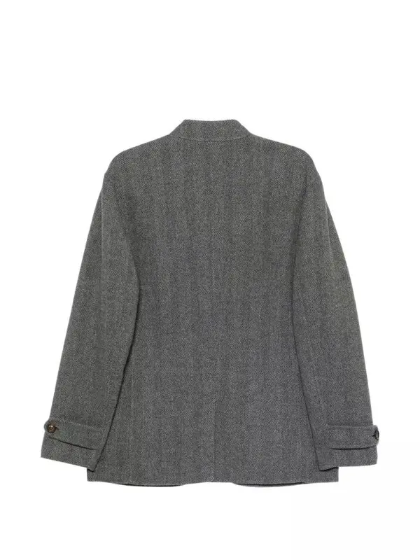 Eleventy Herringbone-pattern High-neck Coat