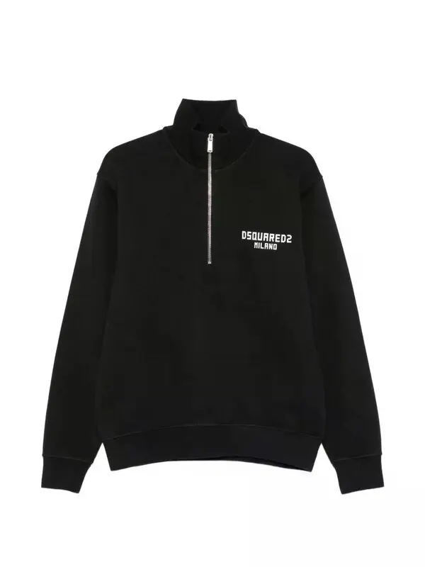 Dsquared2 Logo Print Half-zip Sweatshirt - Black
