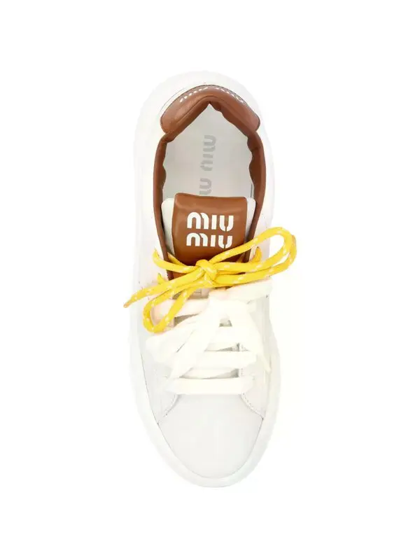 Miu Miu Logo-embossed Leather Sneakers