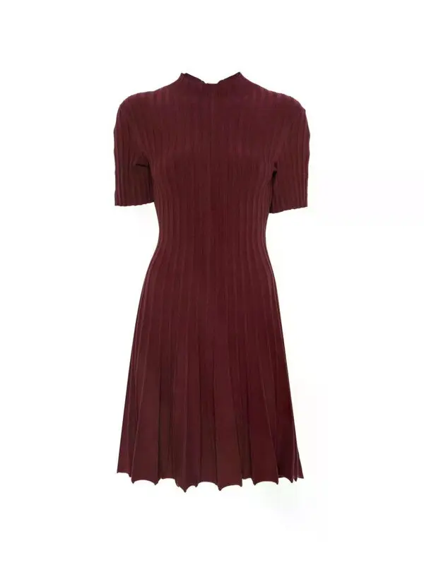 Maje Ribbed Knit Funnel Neck Midi Dress - Red