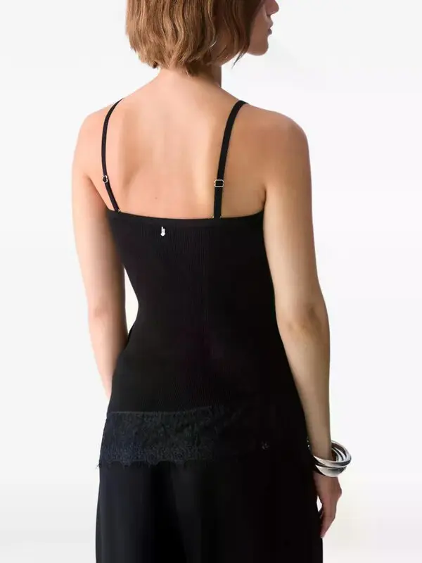Liu Jo Asymmetrical Knit Top With Lace Detail - Black