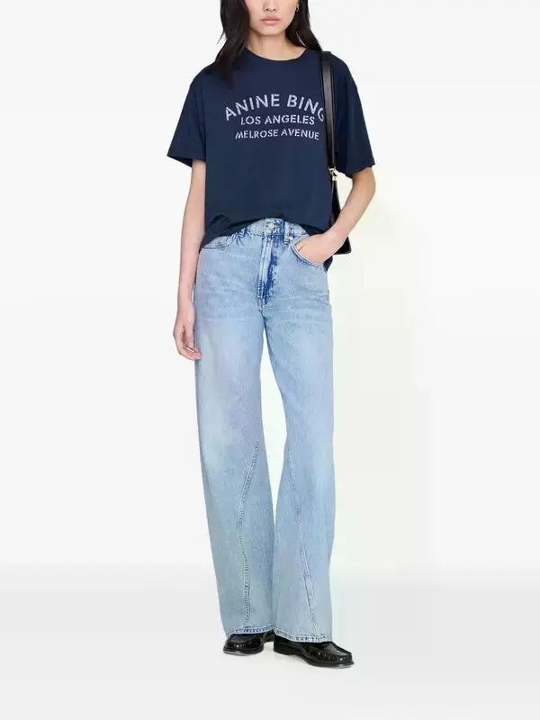 ANINE BING Cade Logo Detail T-shirt - Blue