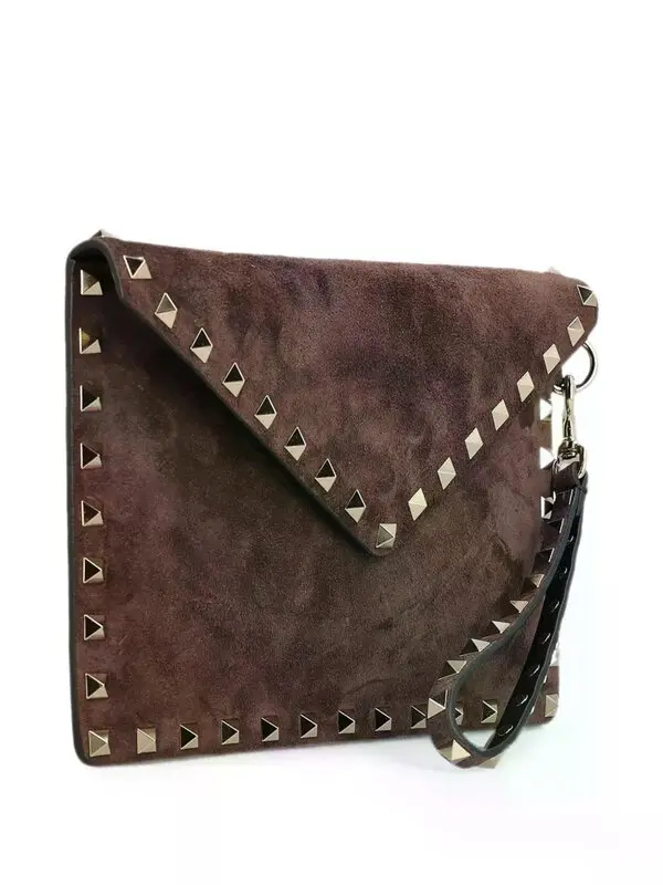 Valentino Garavani Rockstud Suede Clutch Bag