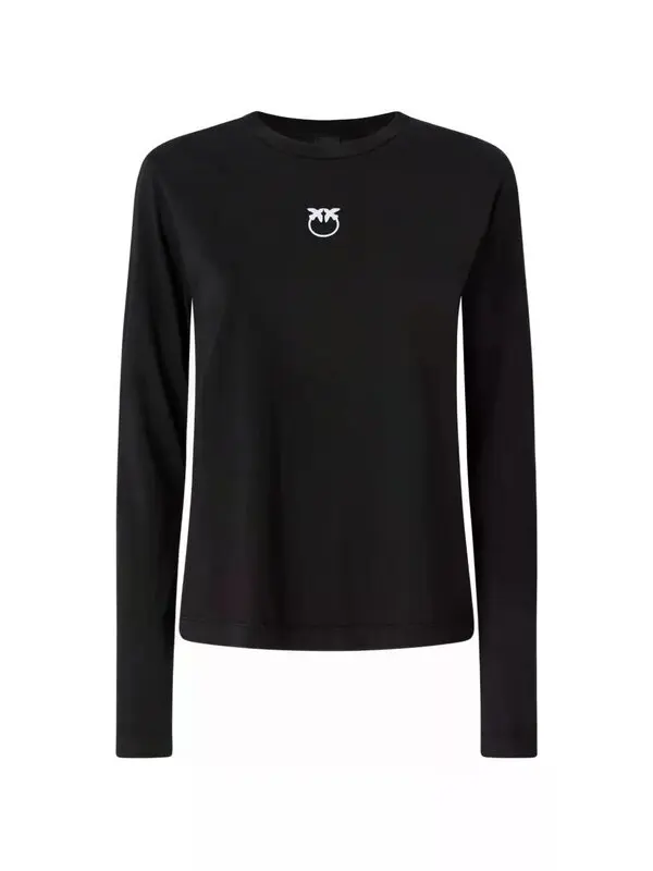 Pinko Long-sleeved T-shirt With Love Birds Motif - Black
