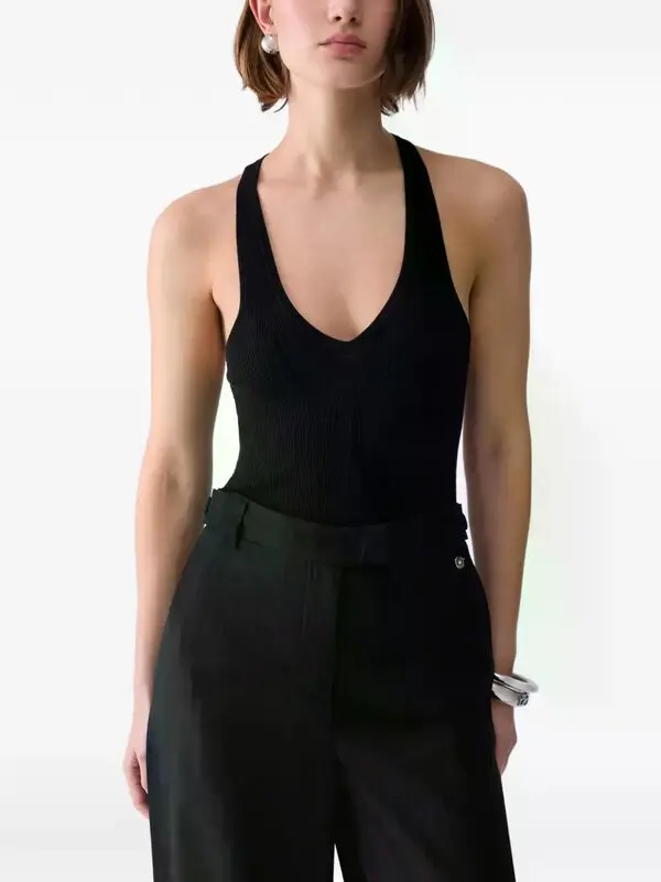 Liu Jo Bodysuit With Lace Insert And V-neckline - Black