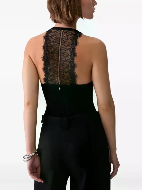 Liu Jo Bodysuit With Lace Insert And V-neckline - Black