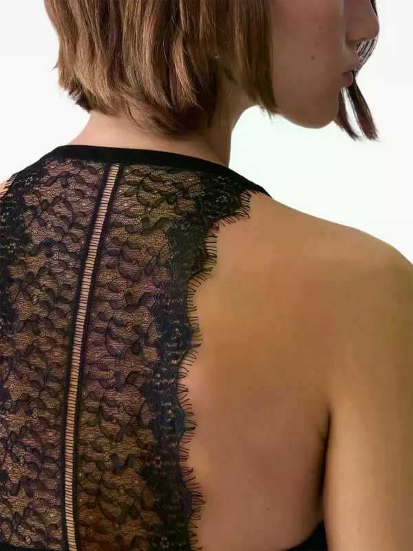 Liu Jo Bodysuit With Lace Insert And V-neckline - Black