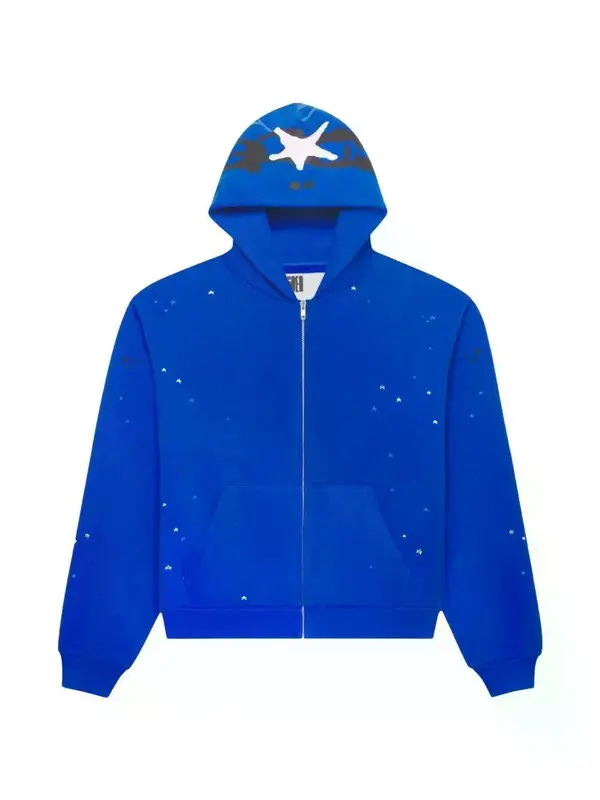 SP5DER Zip-up Hoodie With Star Motif - Blue