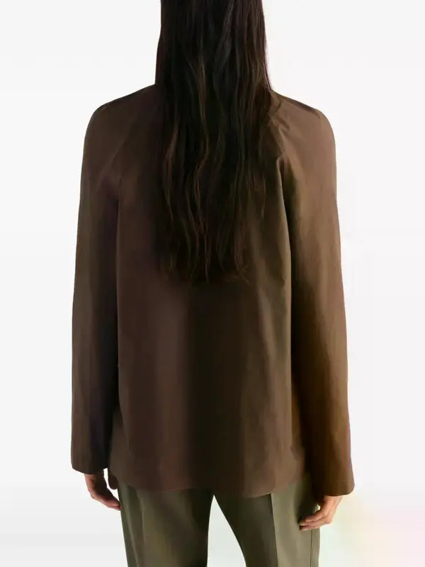 LEMAIRE Ascot Blouse In Washed Cotton Silk - Brown