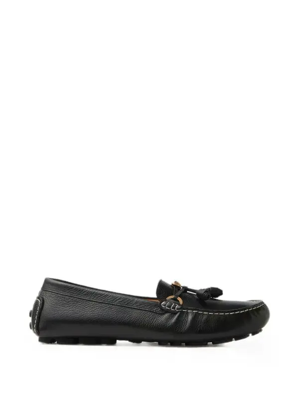 Versace Robin Leather Driving Shoes - Black