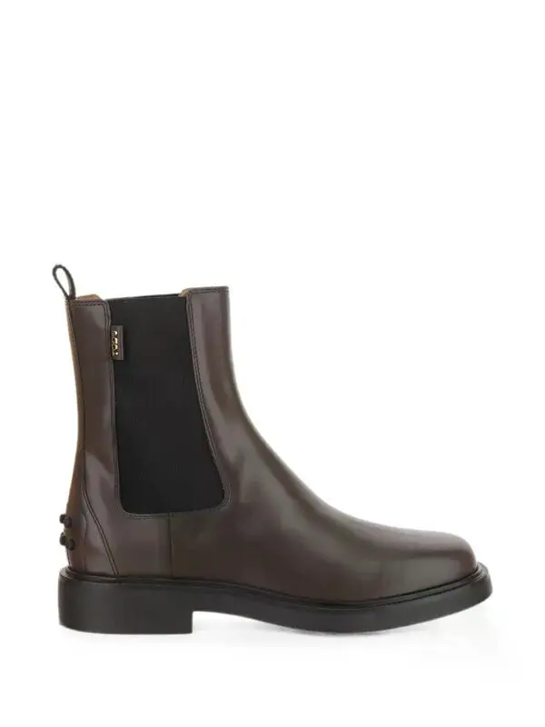 TOD'S Elasticated Leather Ankle Boots - Brown