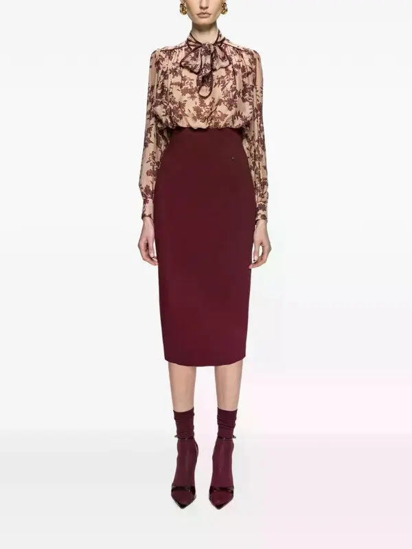 NISSA High-rise Pencil Midi Skirt - Red