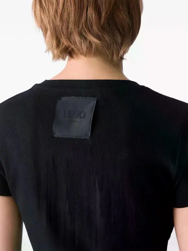 Liu Jo Ribbed T-shirt With Logo Patch