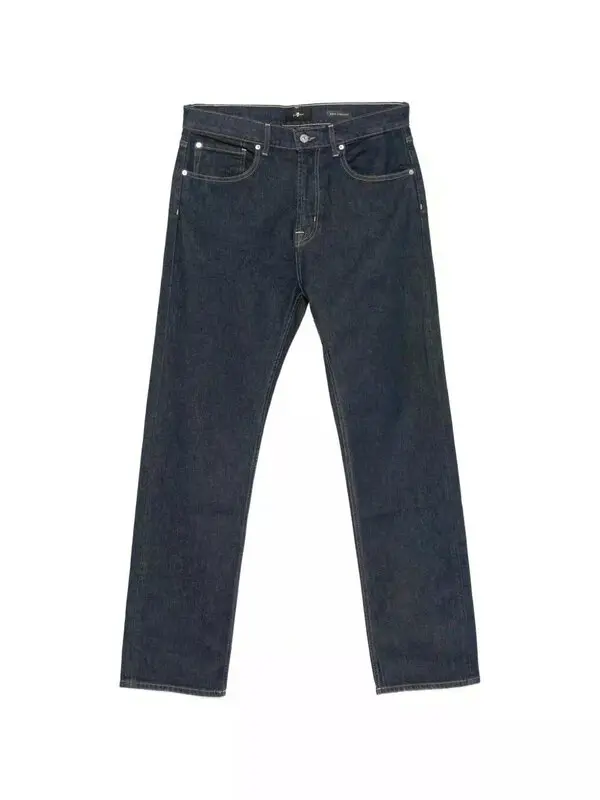 7 For All Mankind Contrast-stitch Straight-leg Jeans - Blue