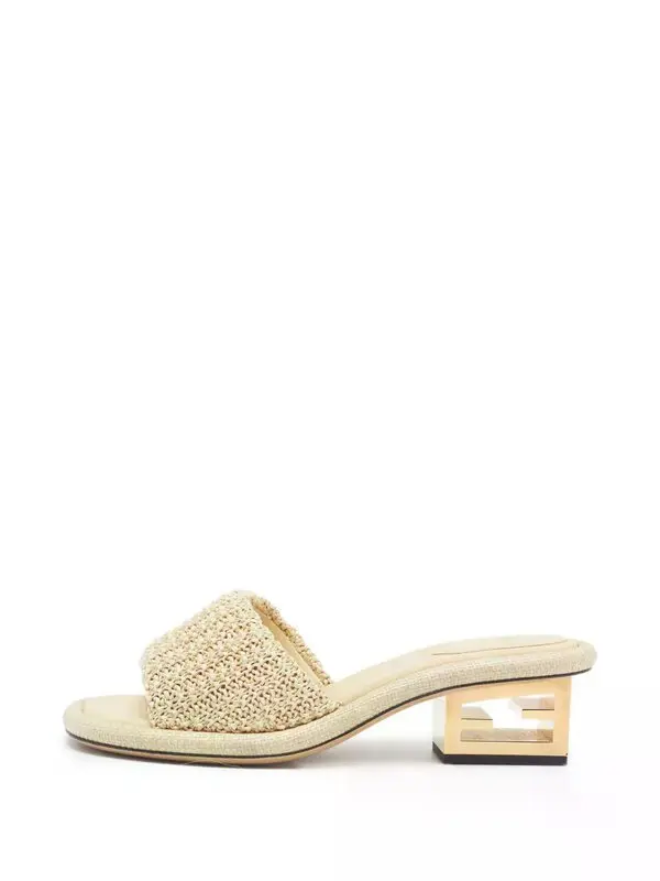 Fendi Woven Ff Block Heel Sandals - Neutrals