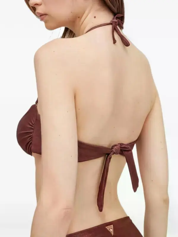 Guess Logo-patch Ruched Bikini Top