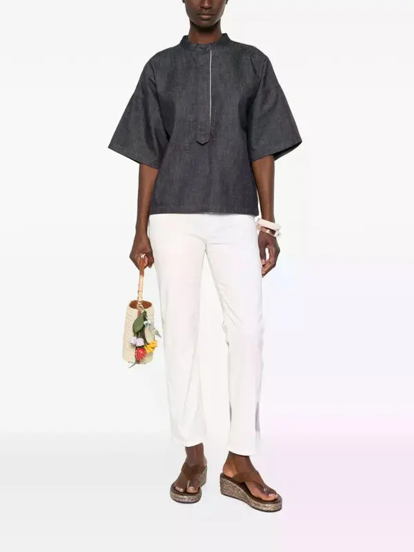 NINE:INTHE:MORNING Short-sleeve Denim Blouse
