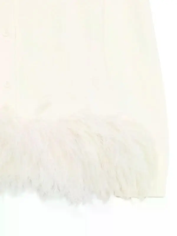 P.a.r.o.s.h Feather-trim Rear-tie Cardigan - Neutrals